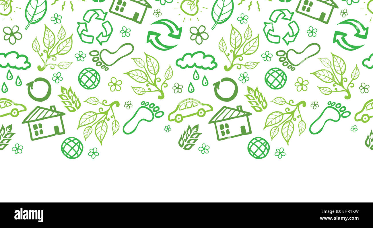 Ecology symbols horizontal seamless pattern background border Stock ...