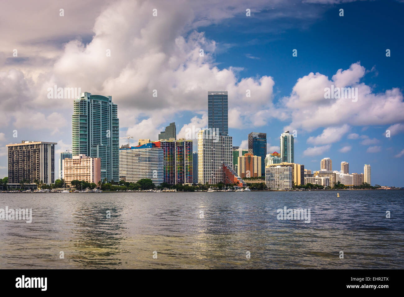 View of the Miami Skyline from Virginia Key, Miami, Florida Stock Photo ...