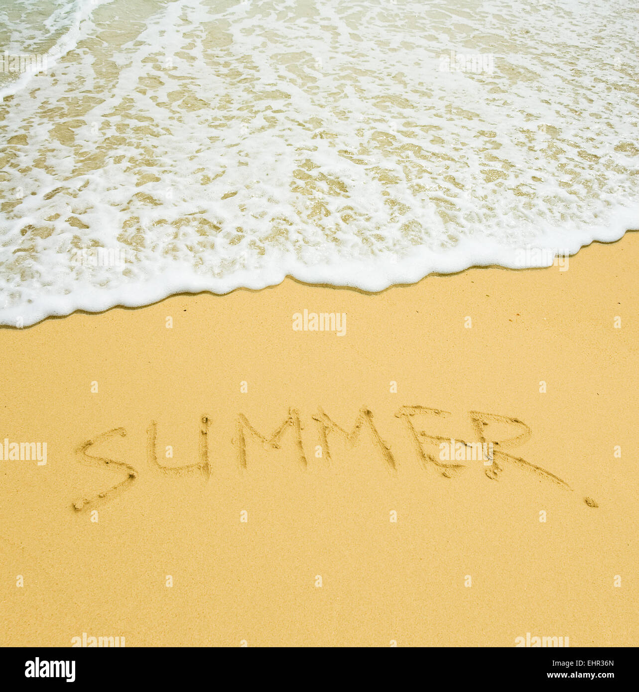 summer written in a sandy tropical beach Stock Photo - Alamy