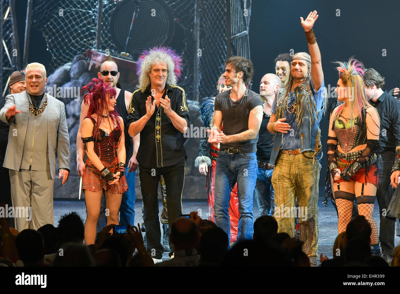Musician Brian May on stage during the Premiere of the Musical 'We will ...