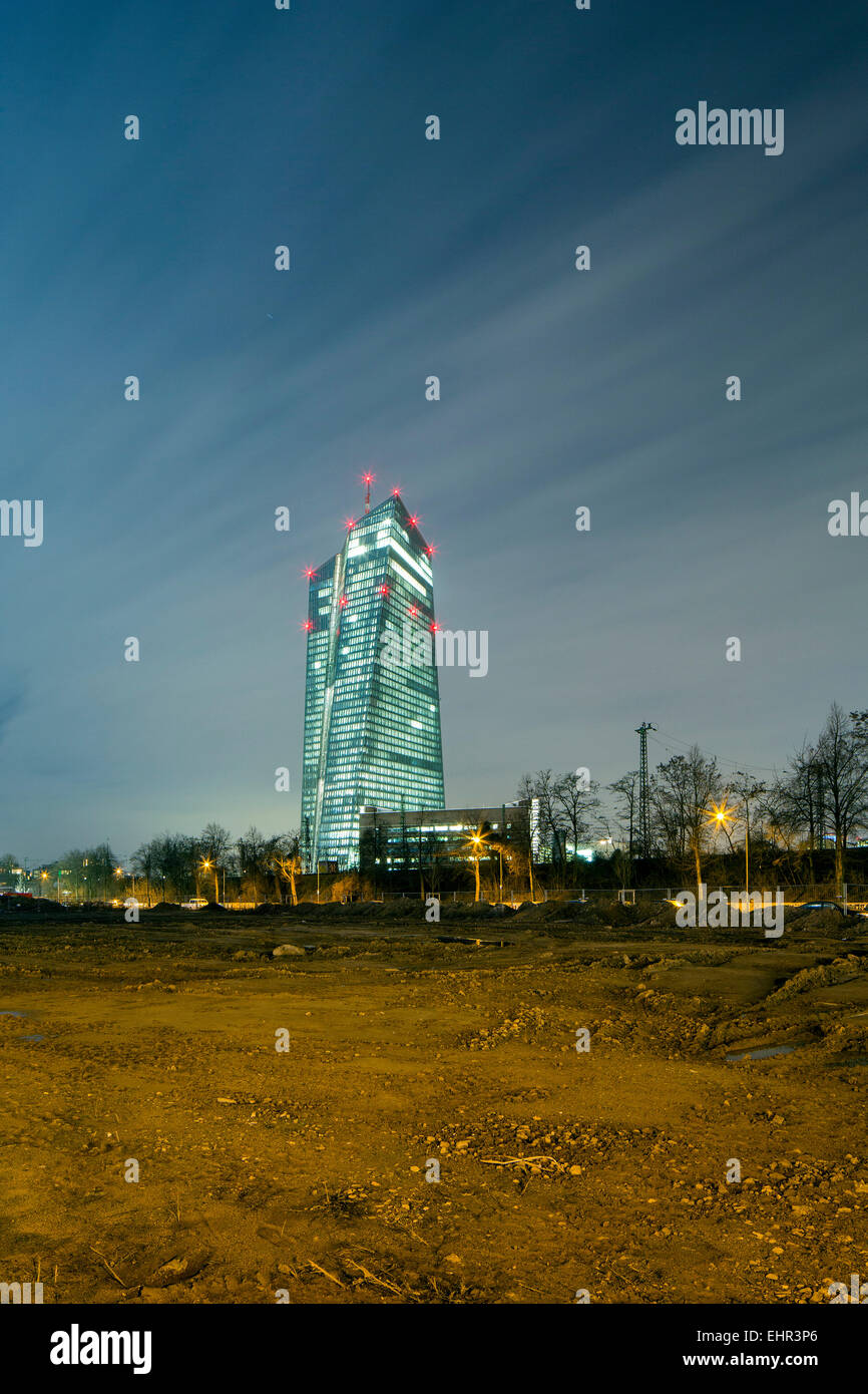 View across construction site to the new European Bank Headquarters ...