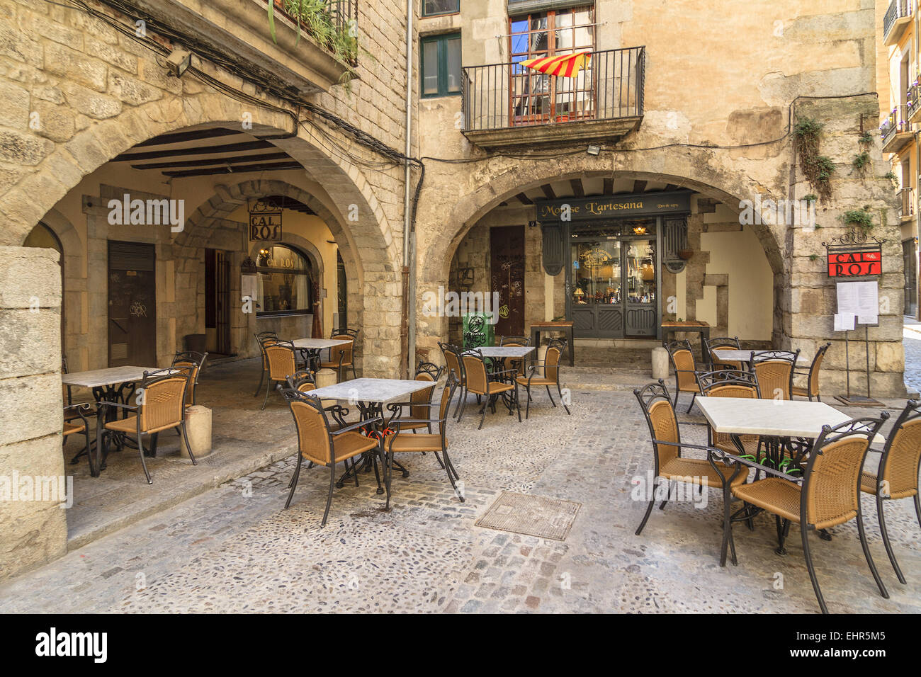 Street Cafe Girona Catalonia Spain Stock Photo - Alamy