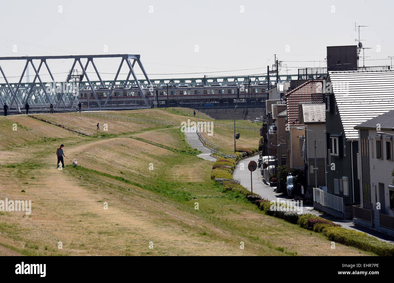 Tokyo, Japan. 17th Mar, 2015. Construction for the "super levees ...