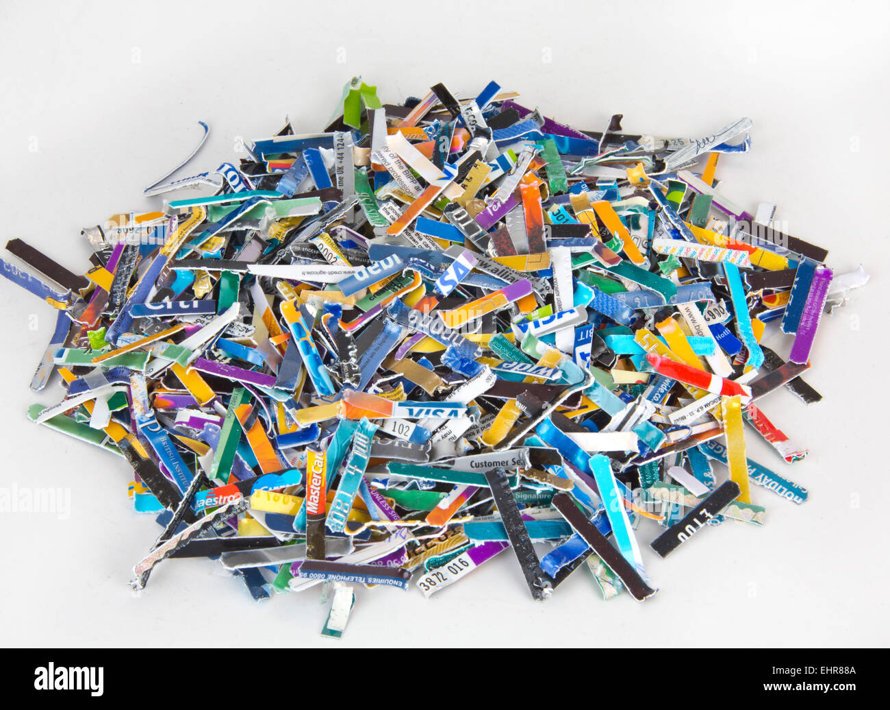 Assortment of credit cards Visa and Mastercards all shredded and ...
