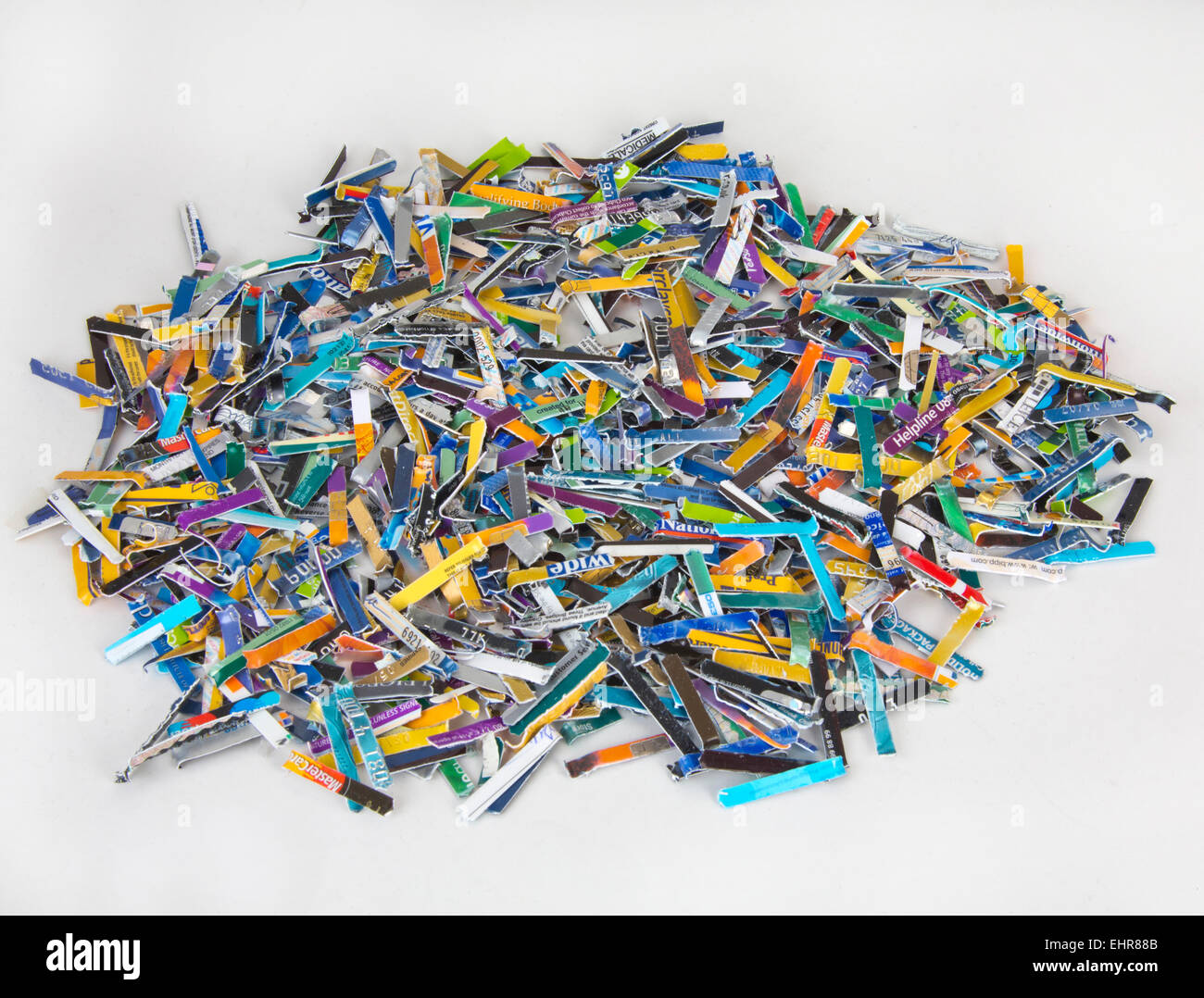 Assortment of credit cards Visa and Mastercards all shredded and ...