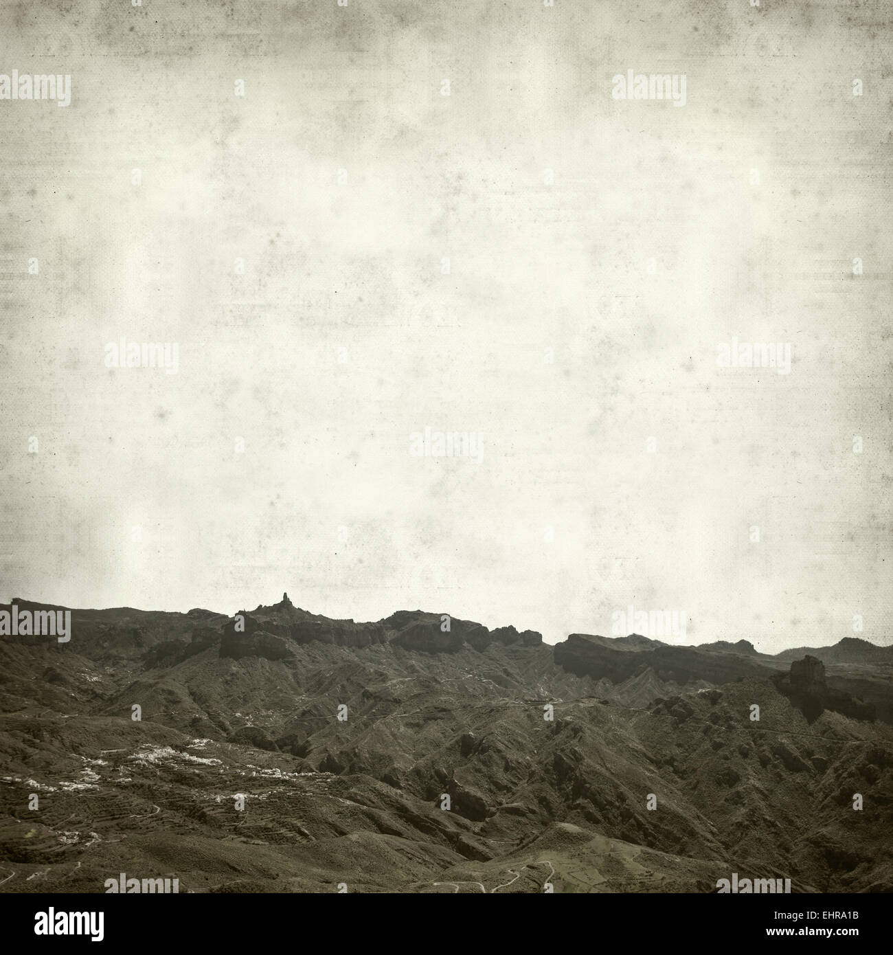 textured old paper background with Gra Canaria landscape Stock Photo ...