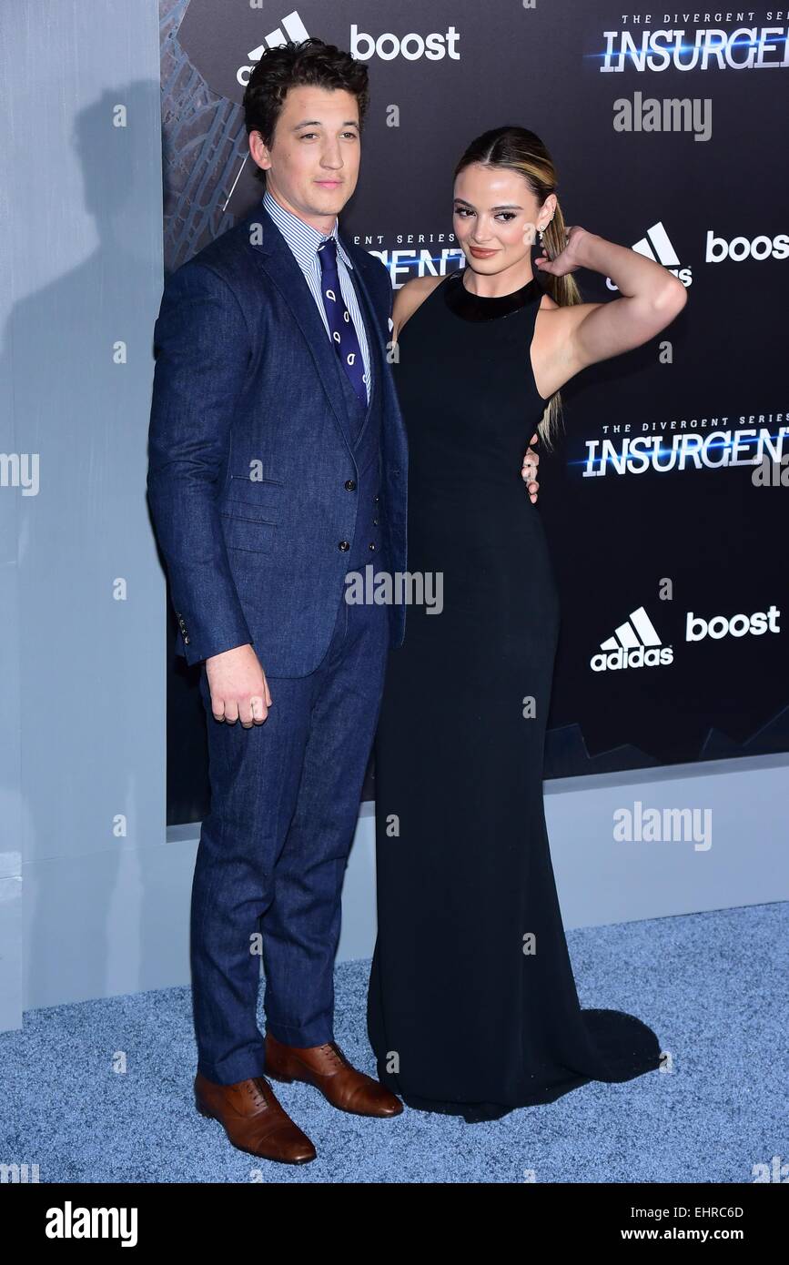 New York, NY, USA. 16th Mar, 2015. Miles Teller, Girlfriend Keleigh ...