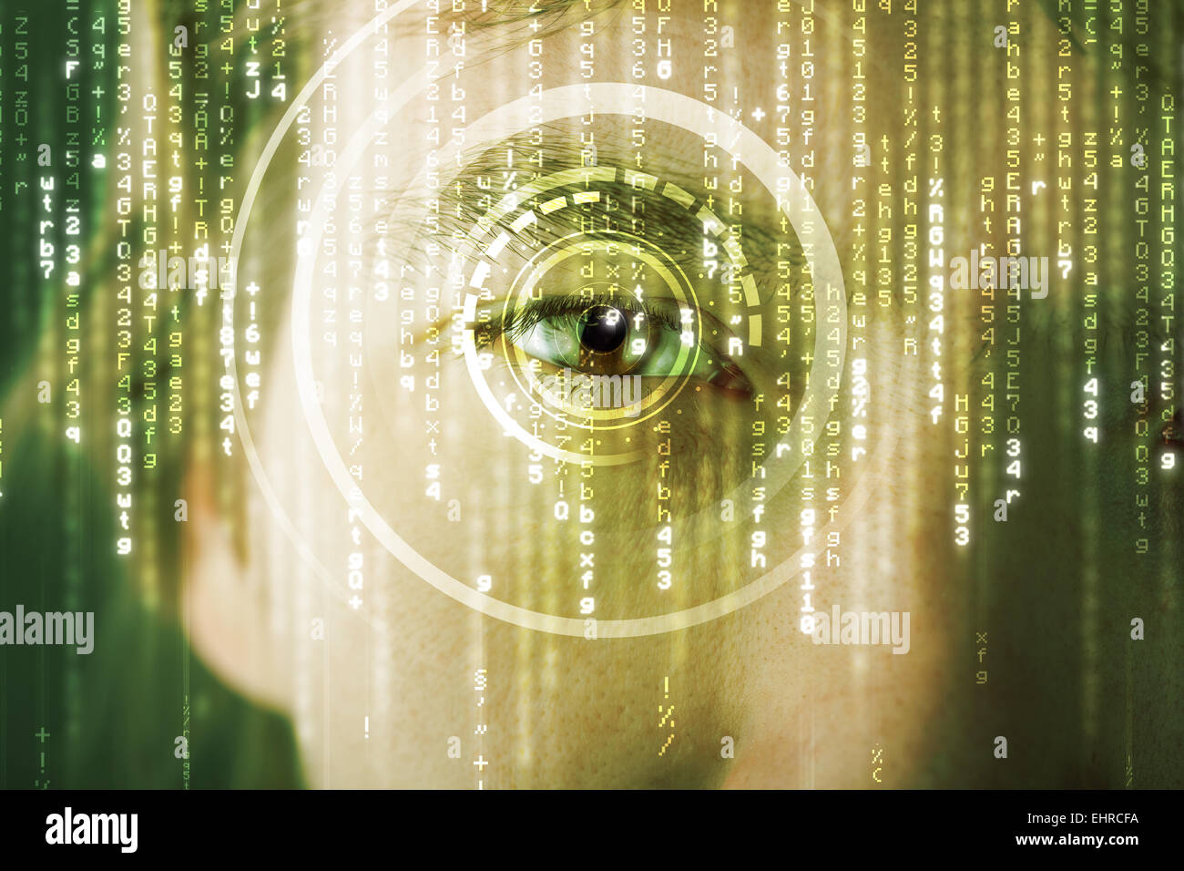Modern cyber soldier with target matrix eye Stock Photo - Alamy