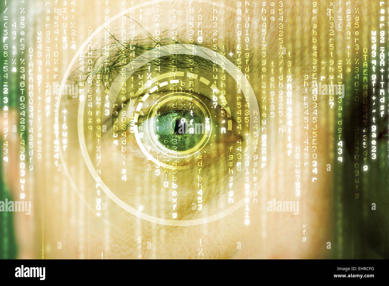 Modern cyber soldier with target matrix eye Stock Photo - Alamy