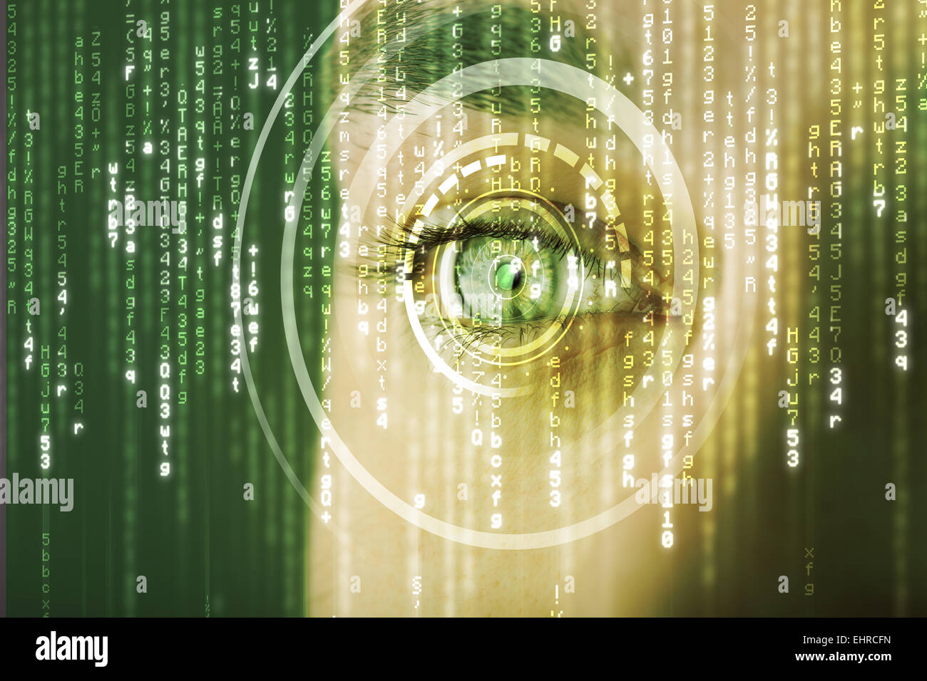 Modern cyber soldier with target matrix eye Stock Photo - Alamy