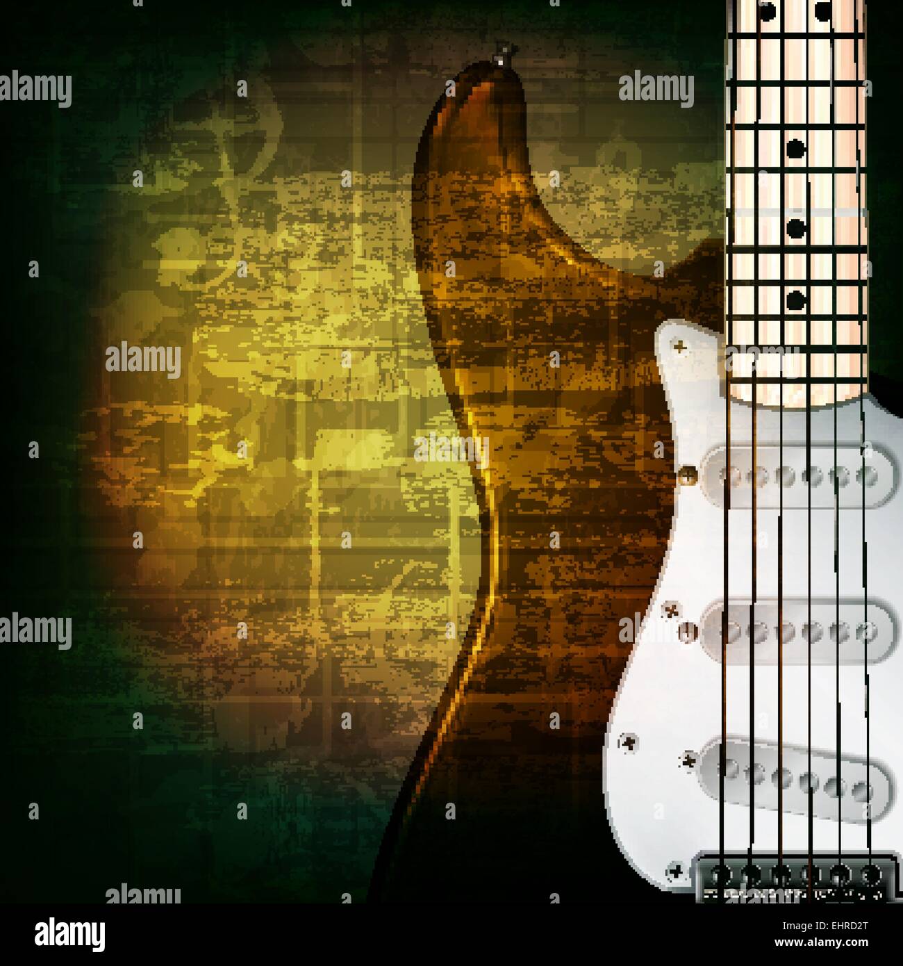 abstract green grunge music background with electric guitar Stock ...