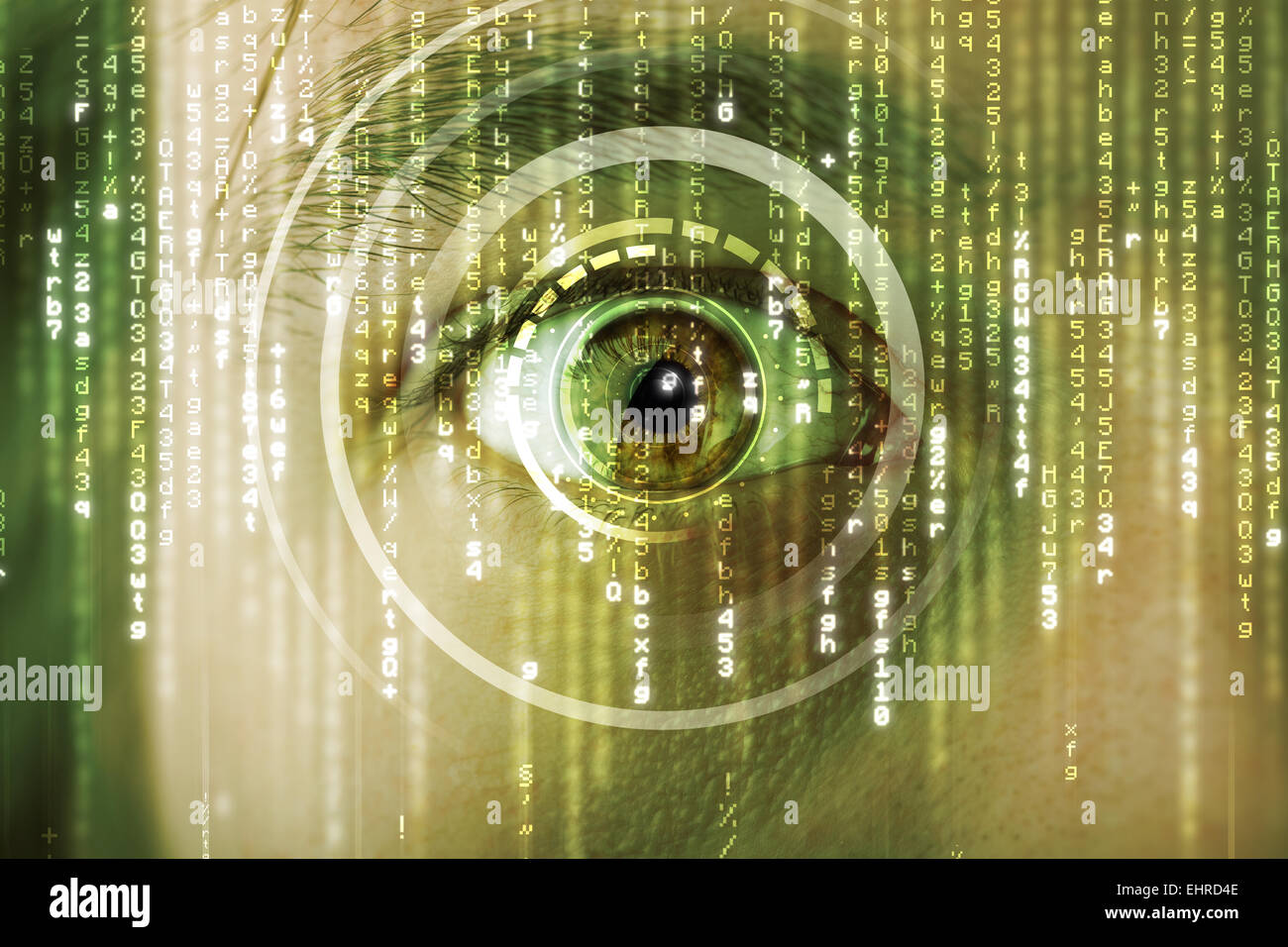 Modern cyber soldier with target matrix eye Stock Photo - Alamy