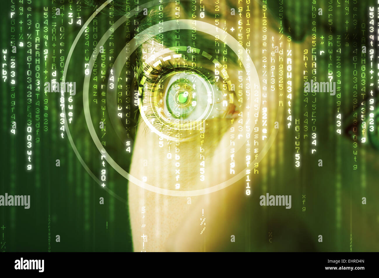 Modern cyber soldier with target matrix eye Stock Photo - Alamy