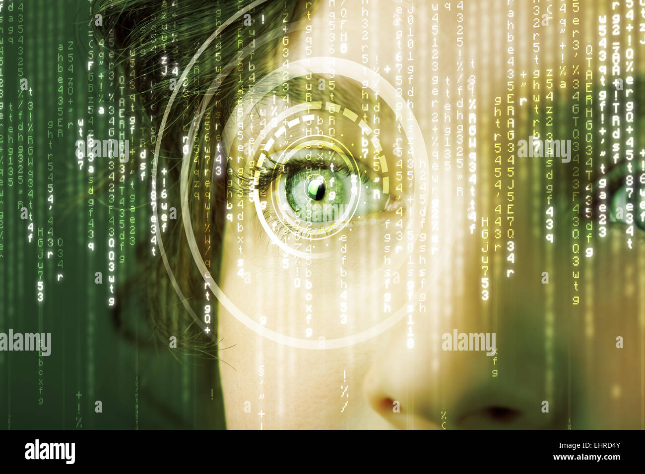 Modern cyber woman with matrix eye Stock Photo - Alamy