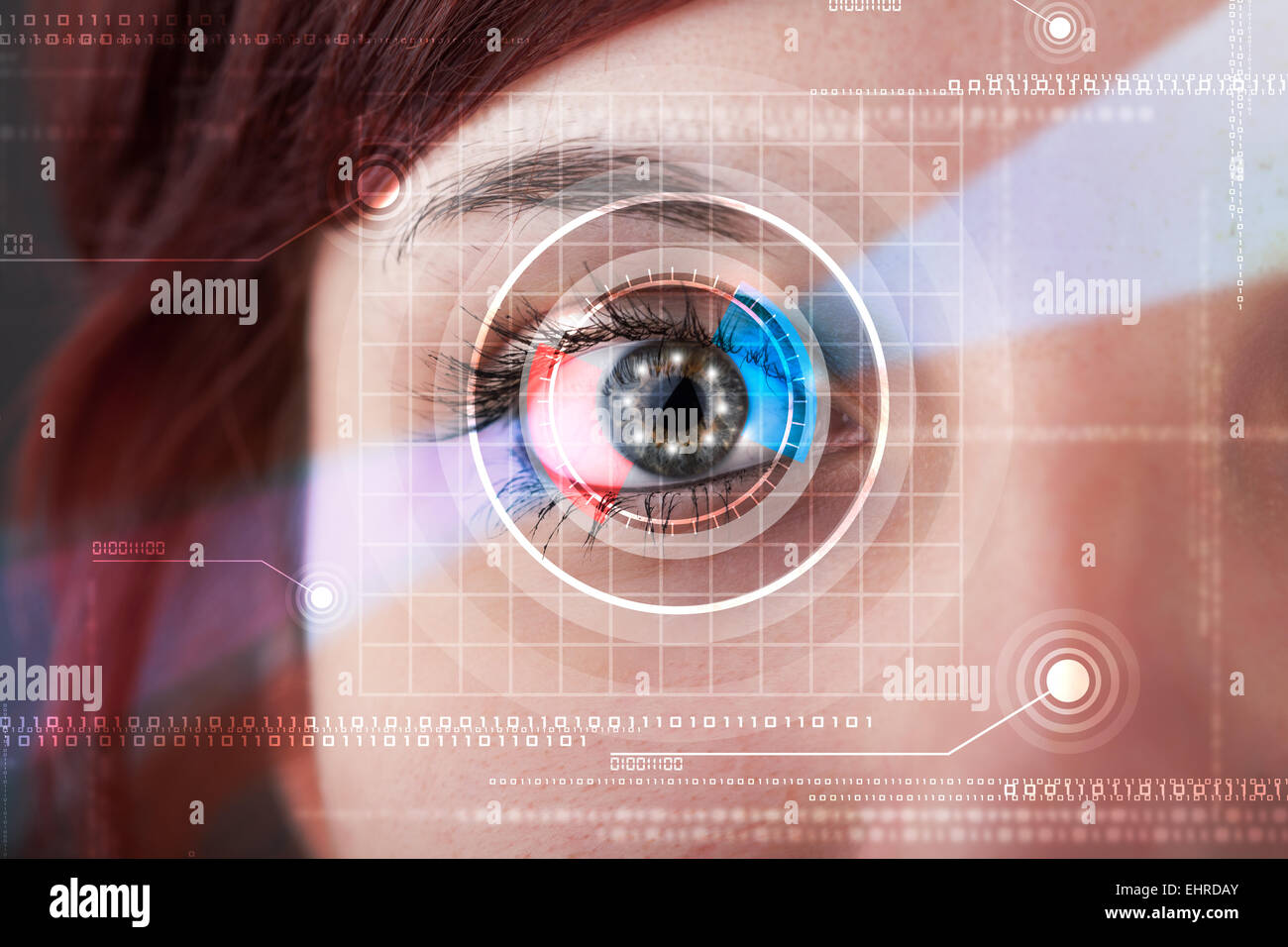Cyber woman with technolgy eye looking Stock Photo - Alamy