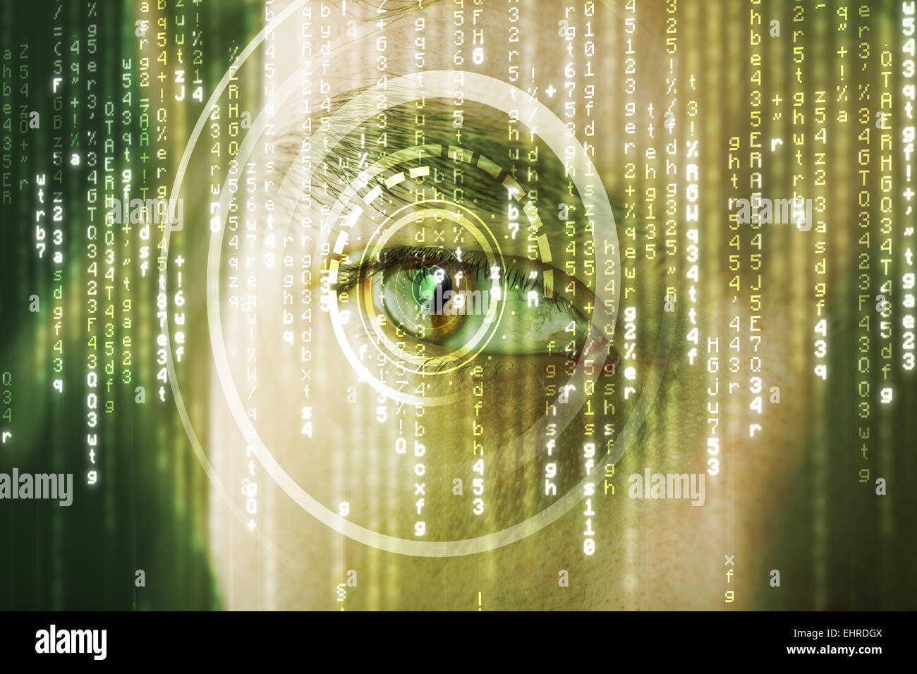 Modern cyber soldier with target matrix eye Stock Photo - Alamy