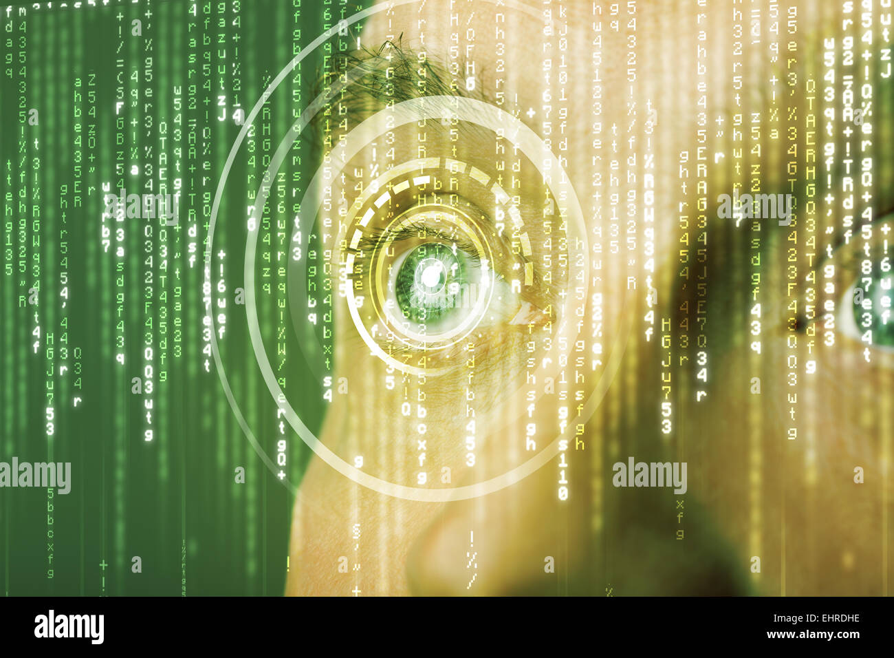 Modern cyber soldier with target matrix eye Stock Photo - Alamy