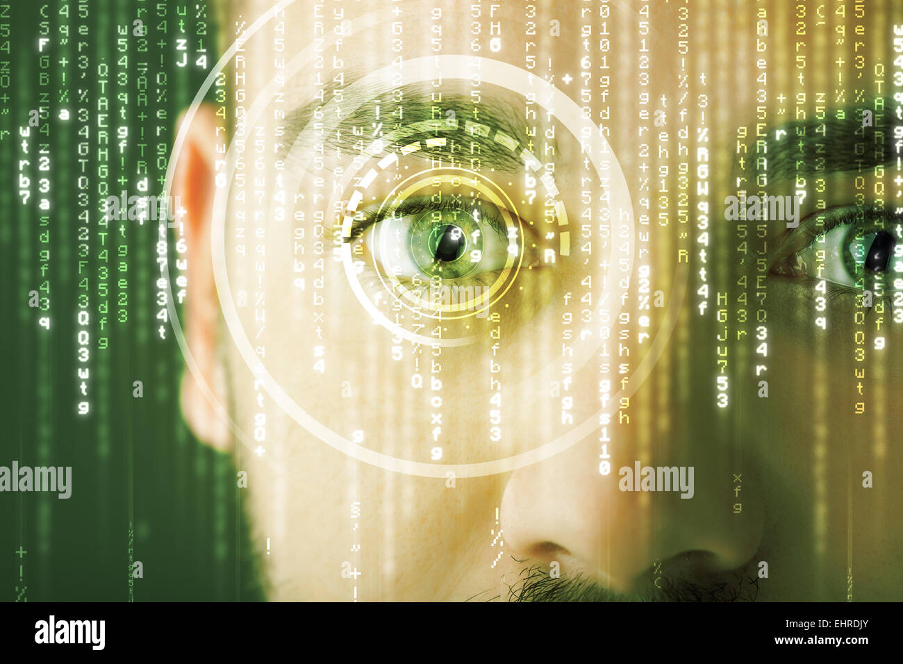 Modern cyber soldier with target matrix eye Stock Photo - Alamy