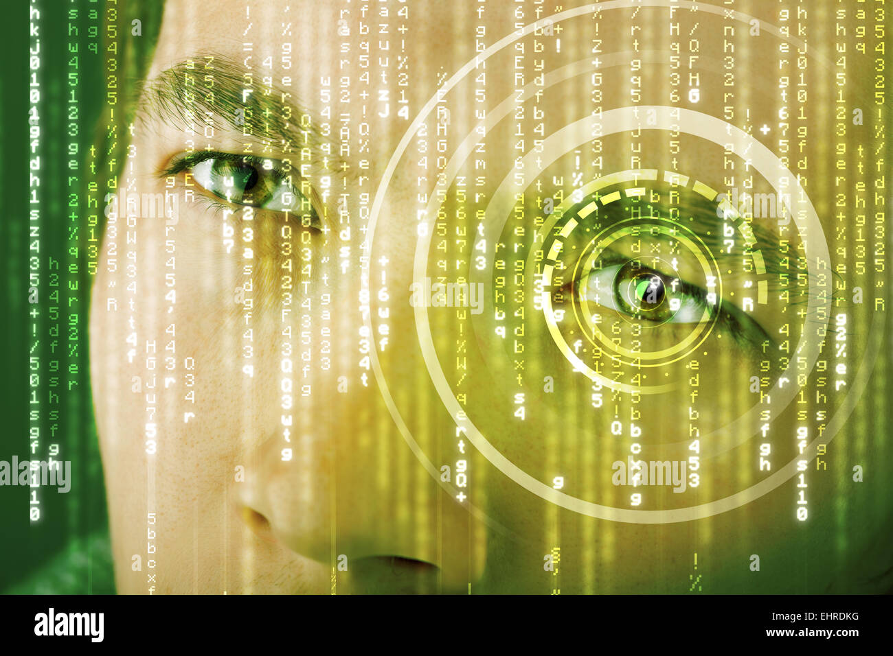 Modern cyber soldier with target matrix eye Stock Photo - Alamy