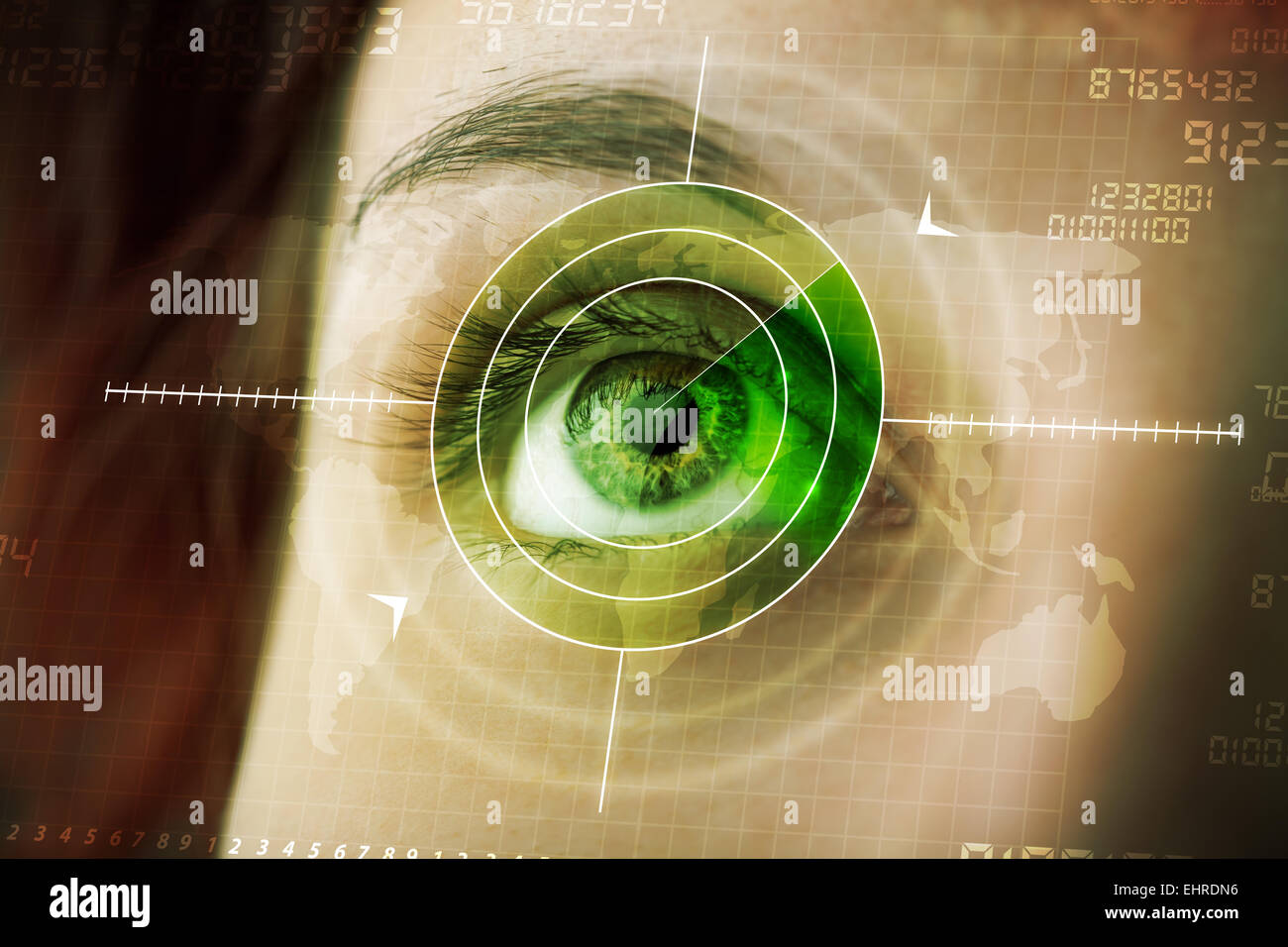 Cyber woman with modern military target eye Stock Photo - Alamy