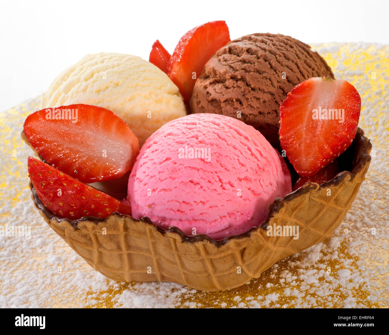 Mixed ice cream in wafer Stock Photo - Alamy