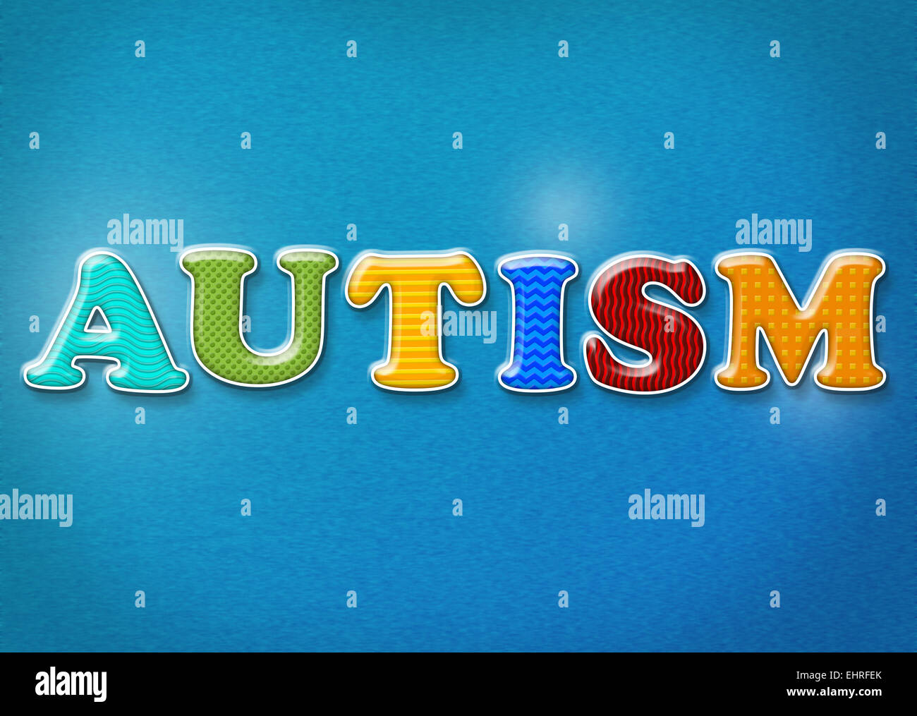 The word AUTISM written in vibrant colors and patterns Stock Photo - Alamy
