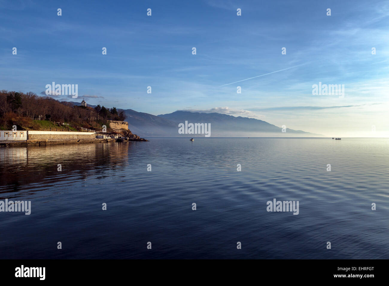 village landscape with sea Stock Photo - Alamy