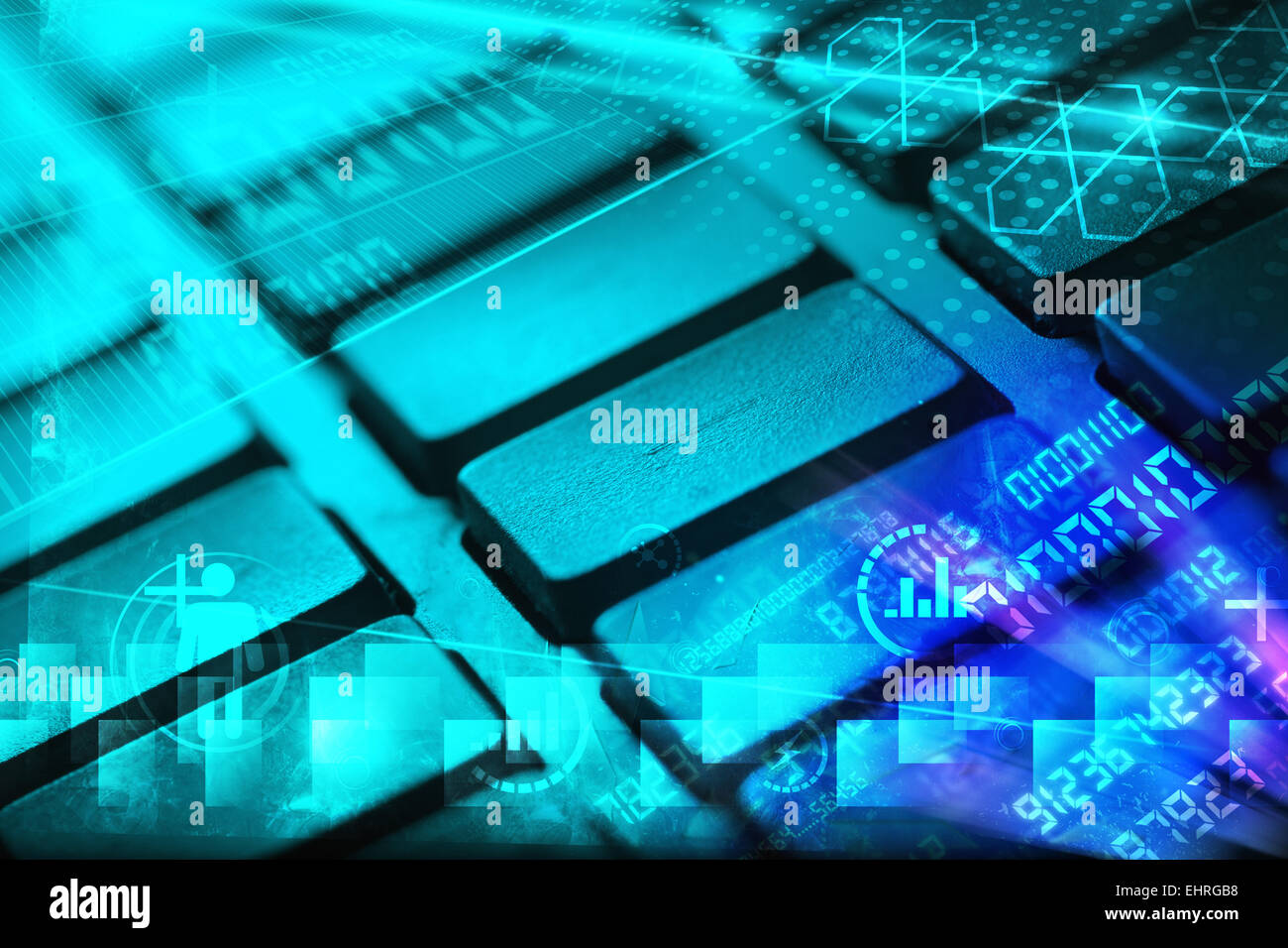 Keyboard with glowing programming codes Stock Photo - Alamy