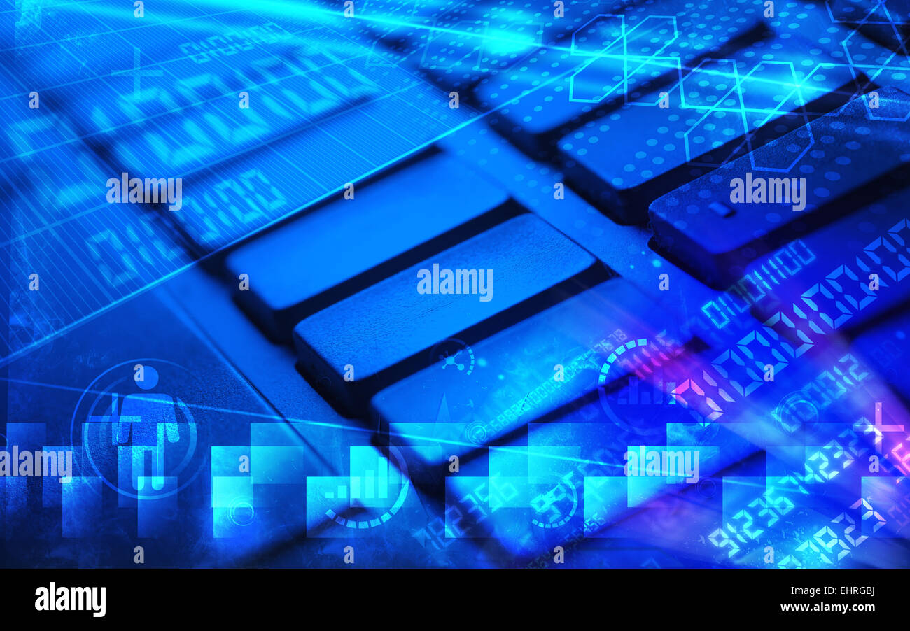 Keyboard with glowing programming codes Stock Photo - Alamy