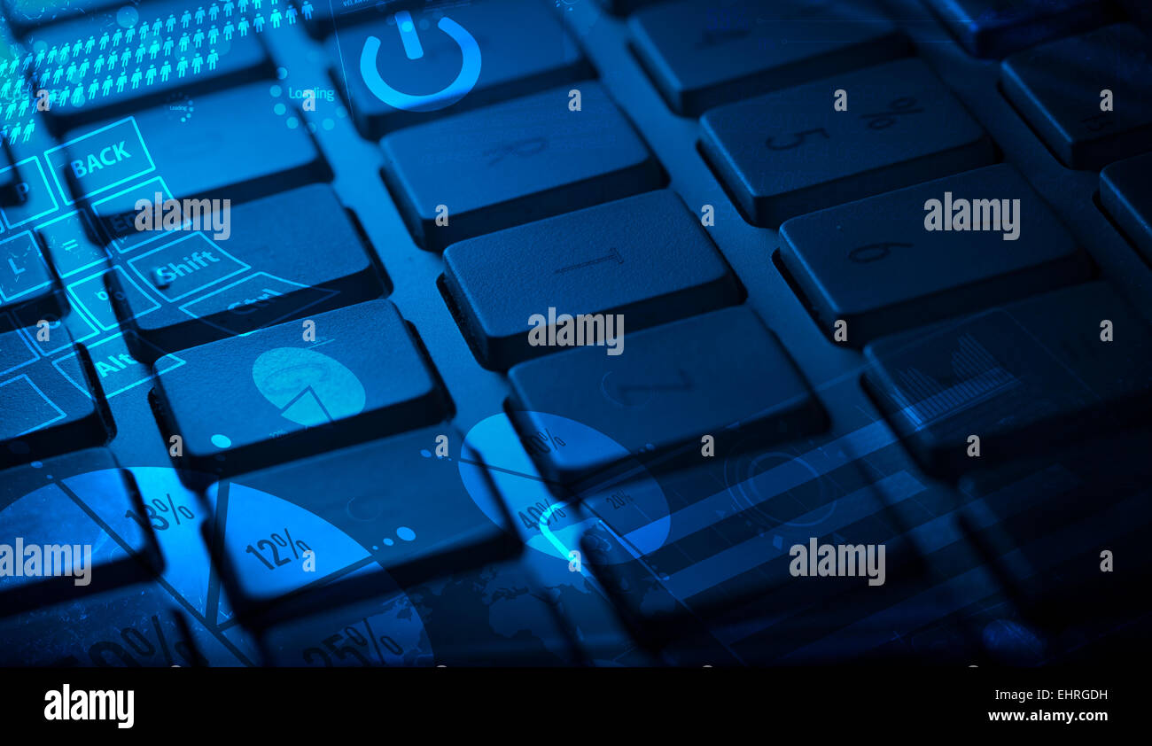 Keyboard with glowing charts Stock Photo - Alamy