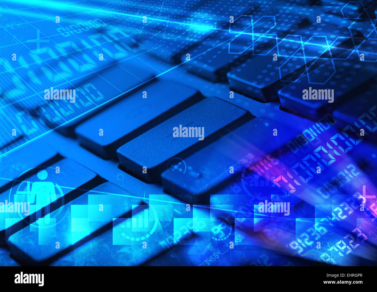 Keyboard with glowing programming codes Stock Photo - Alamy