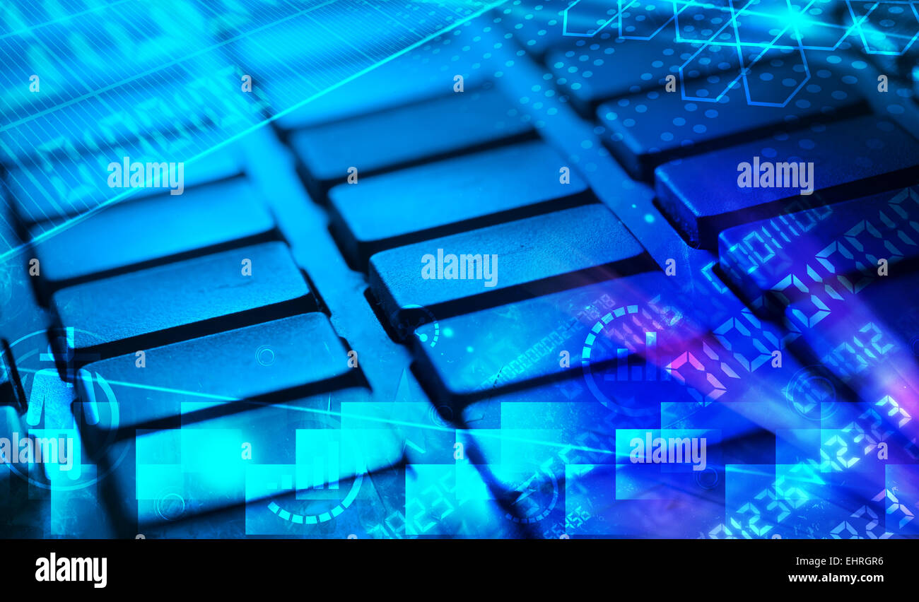 Keyboard with glowing programming codes Stock Photo - Alamy