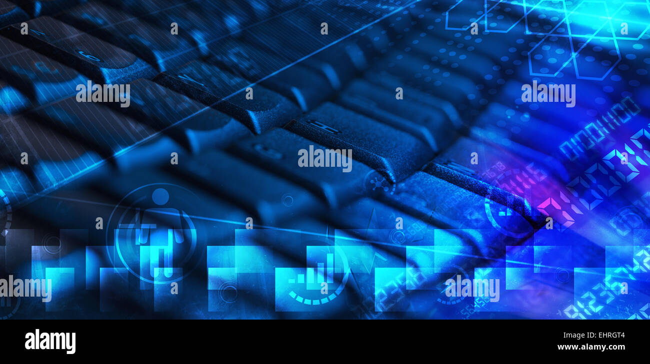 Keyboard with glowing programming codes Stock Photo - Alamy