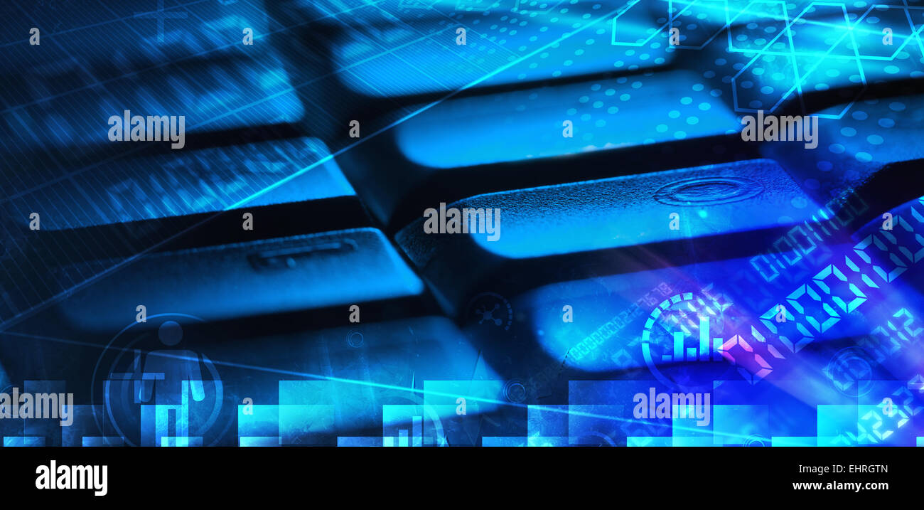 Keyboard with glowing programming codes Stock Photo - Alamy