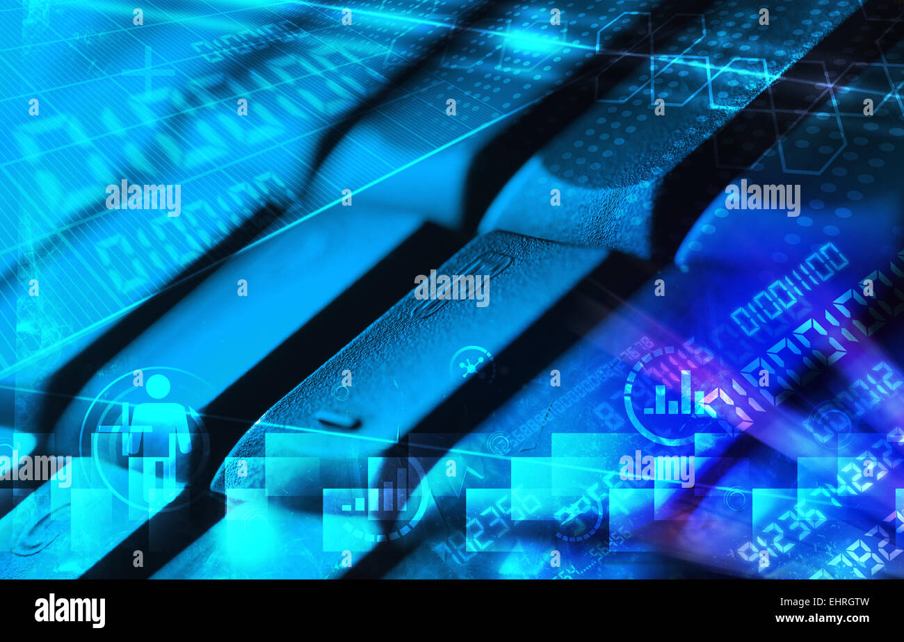 Keyboard with glowing programming codes Stock Photo - Alamy