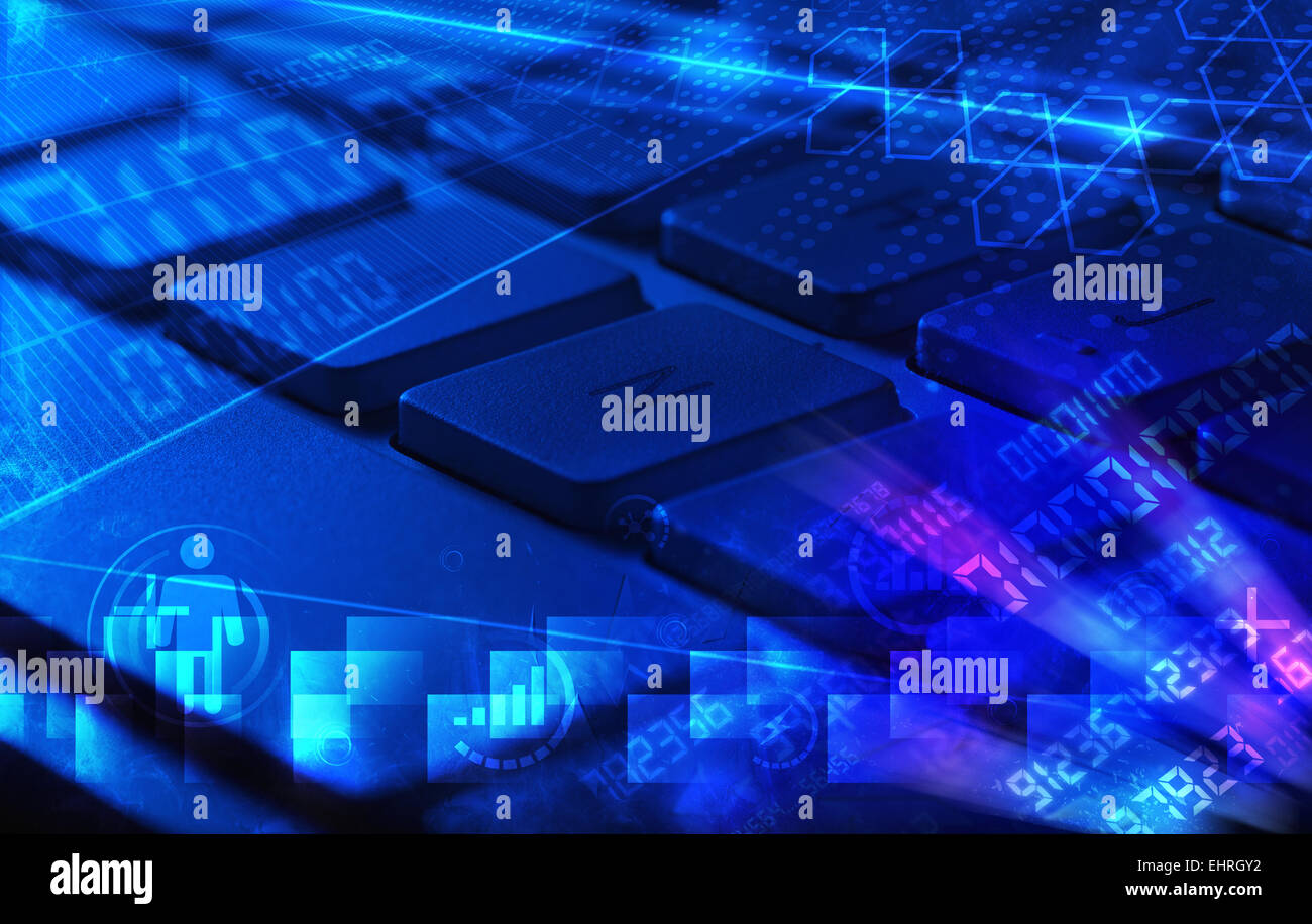 Keyboard with glowing programming codes Stock Photo - Alamy