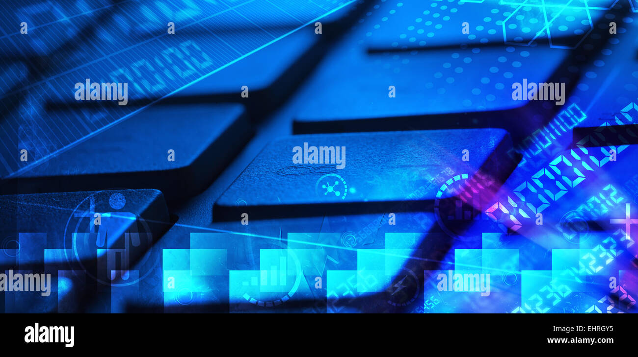 Keyboard with glowing programming codes Stock Photo - Alamy