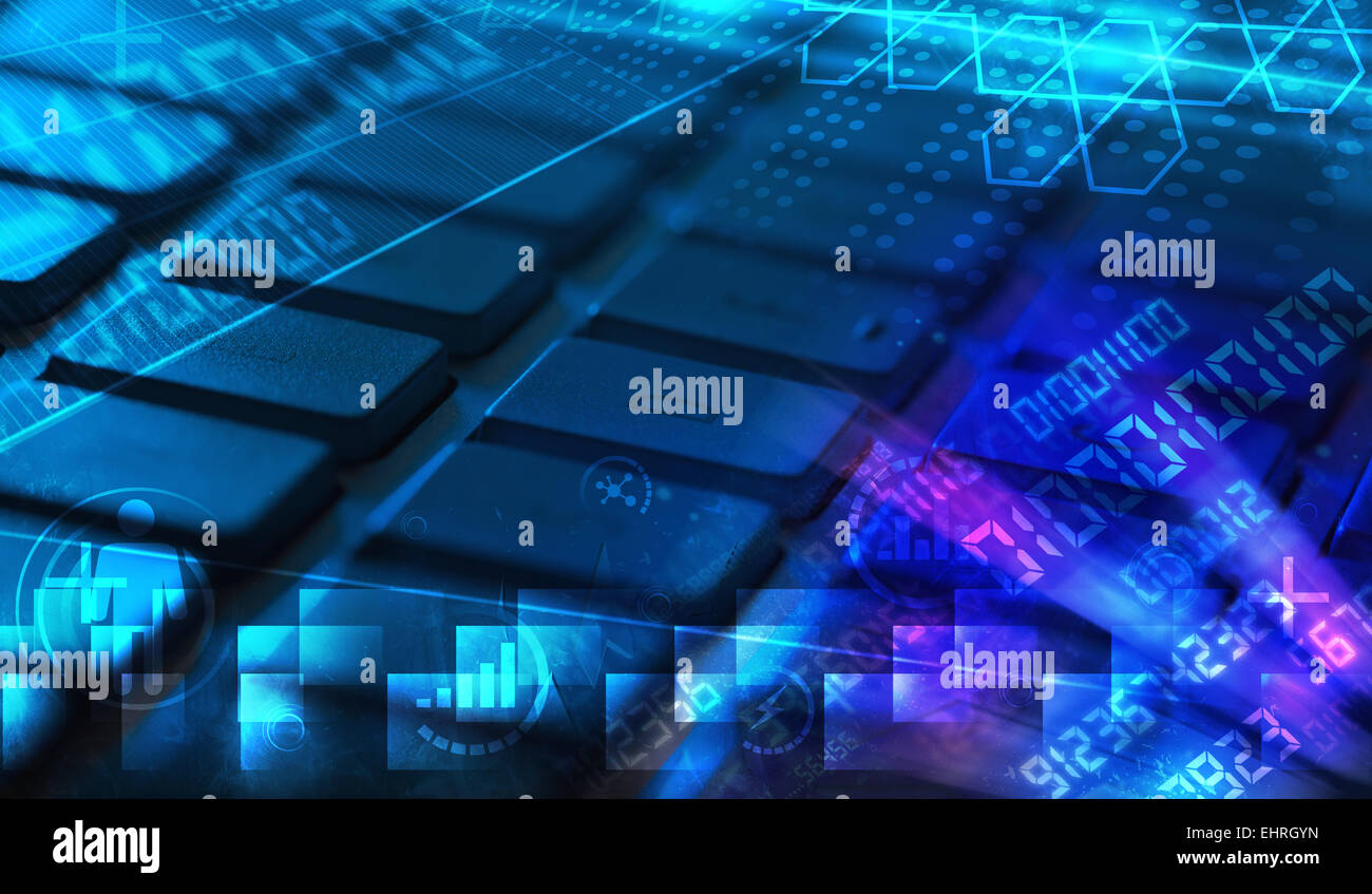 Keyboard with glowing programming codes Stock Photo - Alamy