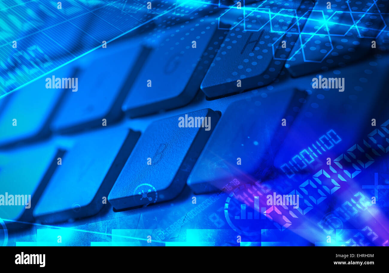 Keyboard with glowing programming codes Stock Photo - Alamy