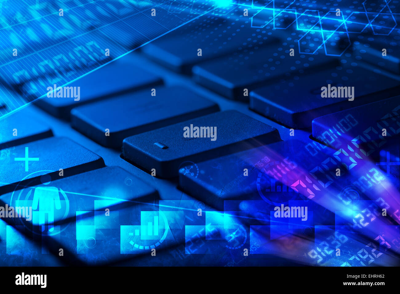 Keyboard with glowing programming codes Stock Photo - Alamy