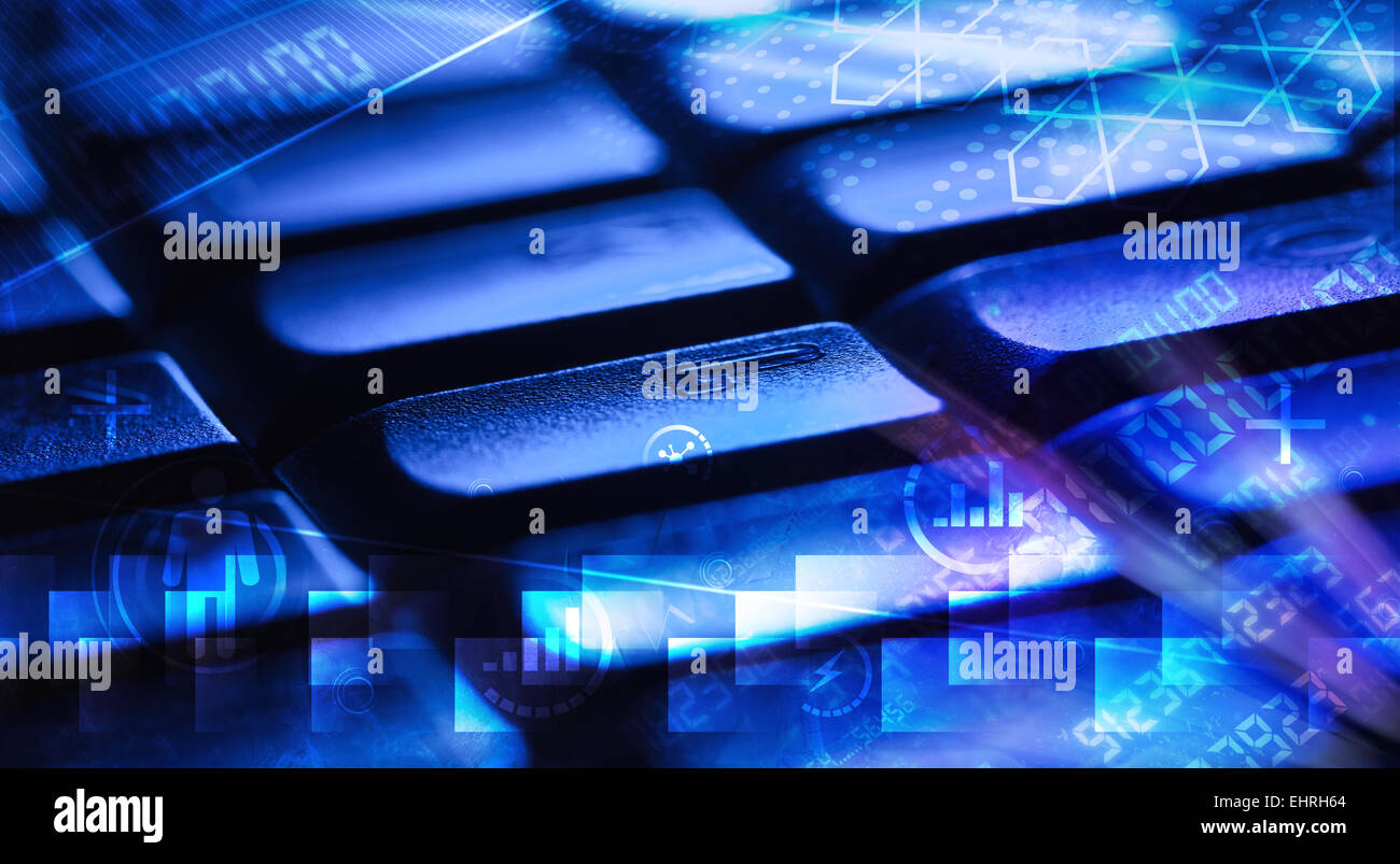 Keyboard with glowing programming codes Stock Photo - Alamy