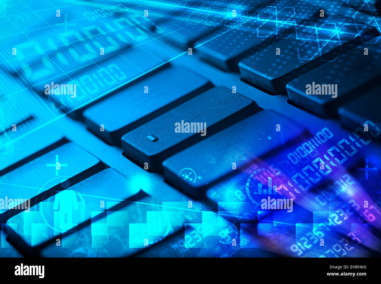 Keyboard with glowing programming codes Stock Photo - Alamy