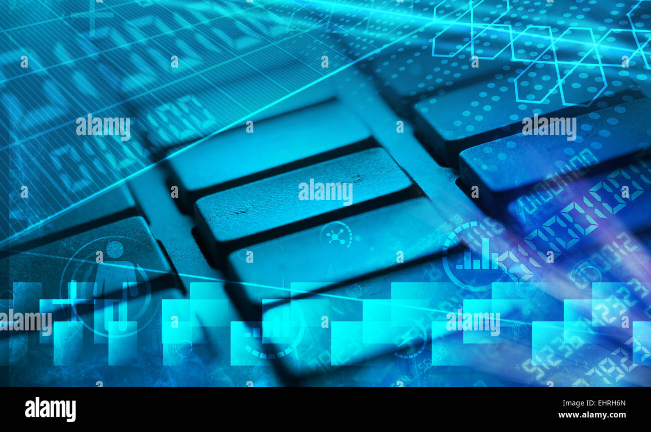 Keyboard with glowing programming codes Stock Photo - Alamy