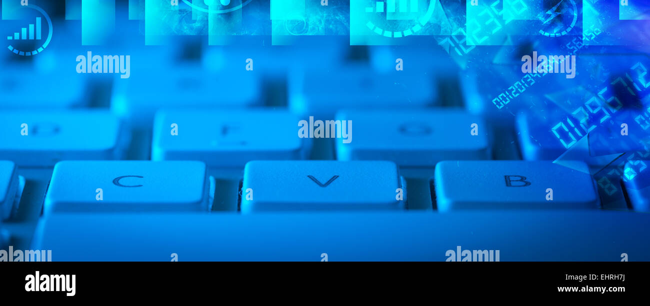 Keyboard with glowing programming codes Stock Photo - Alamy