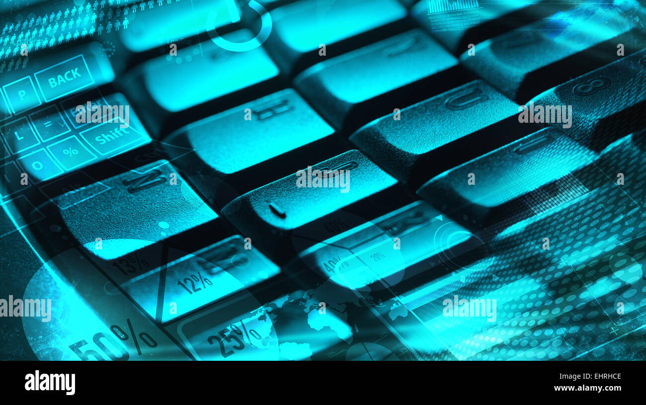 Keyboard with glowing charts Stock Photo - Alamy