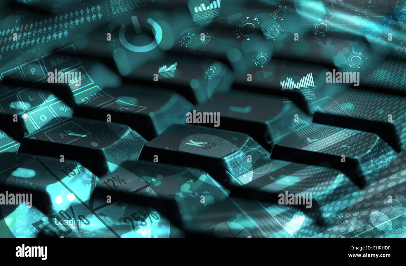 Keyboard with glowing charts Stock Photo - Alamy