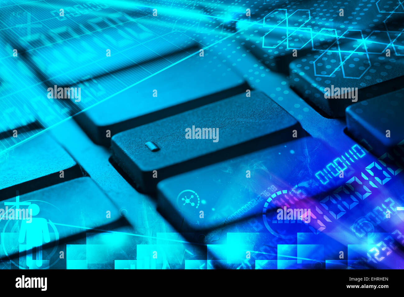 Keyboard with glowing programming codes Stock Photo - Alamy