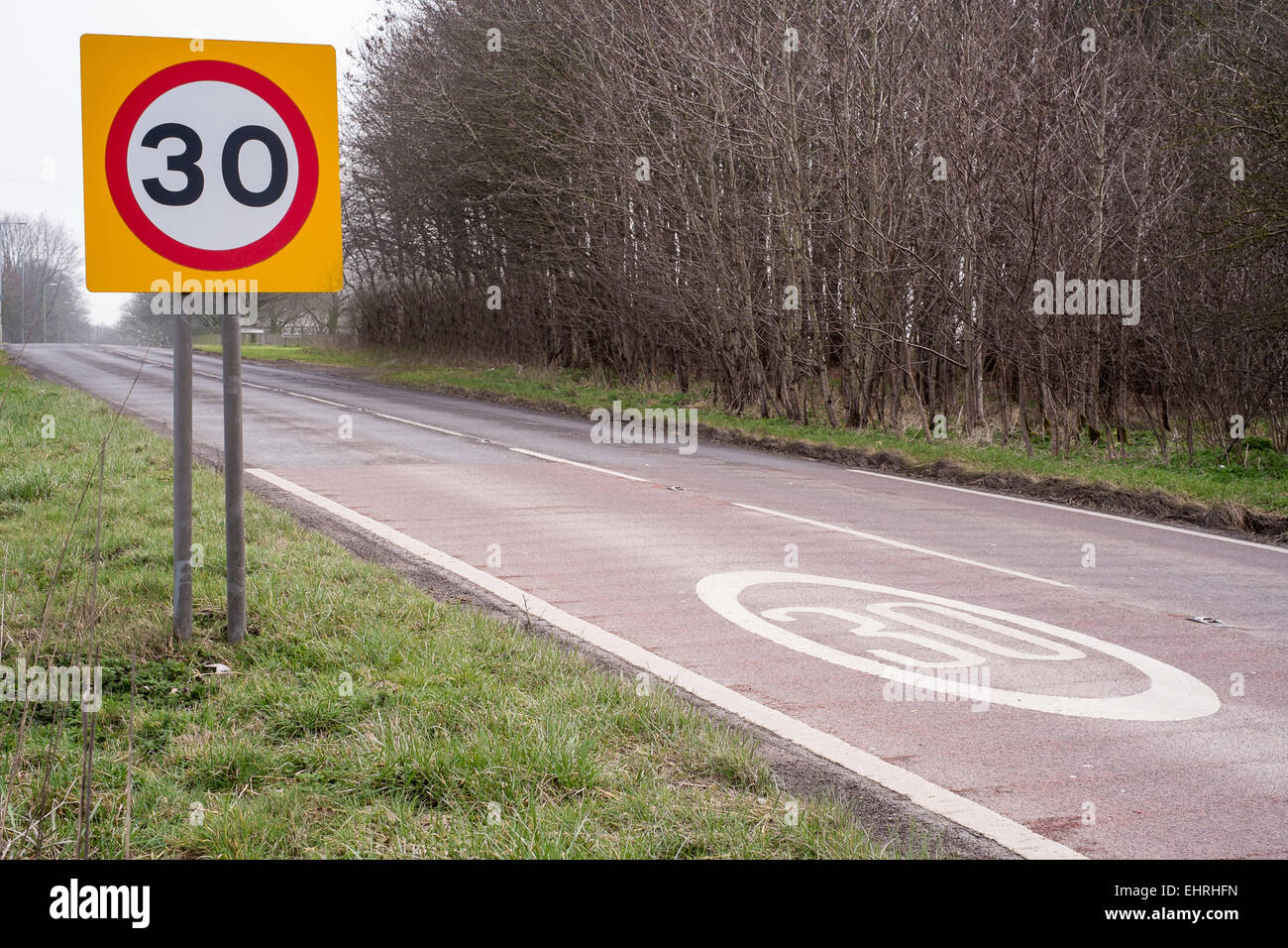 30mph road sign on a rural road Stock Photo - Alamy