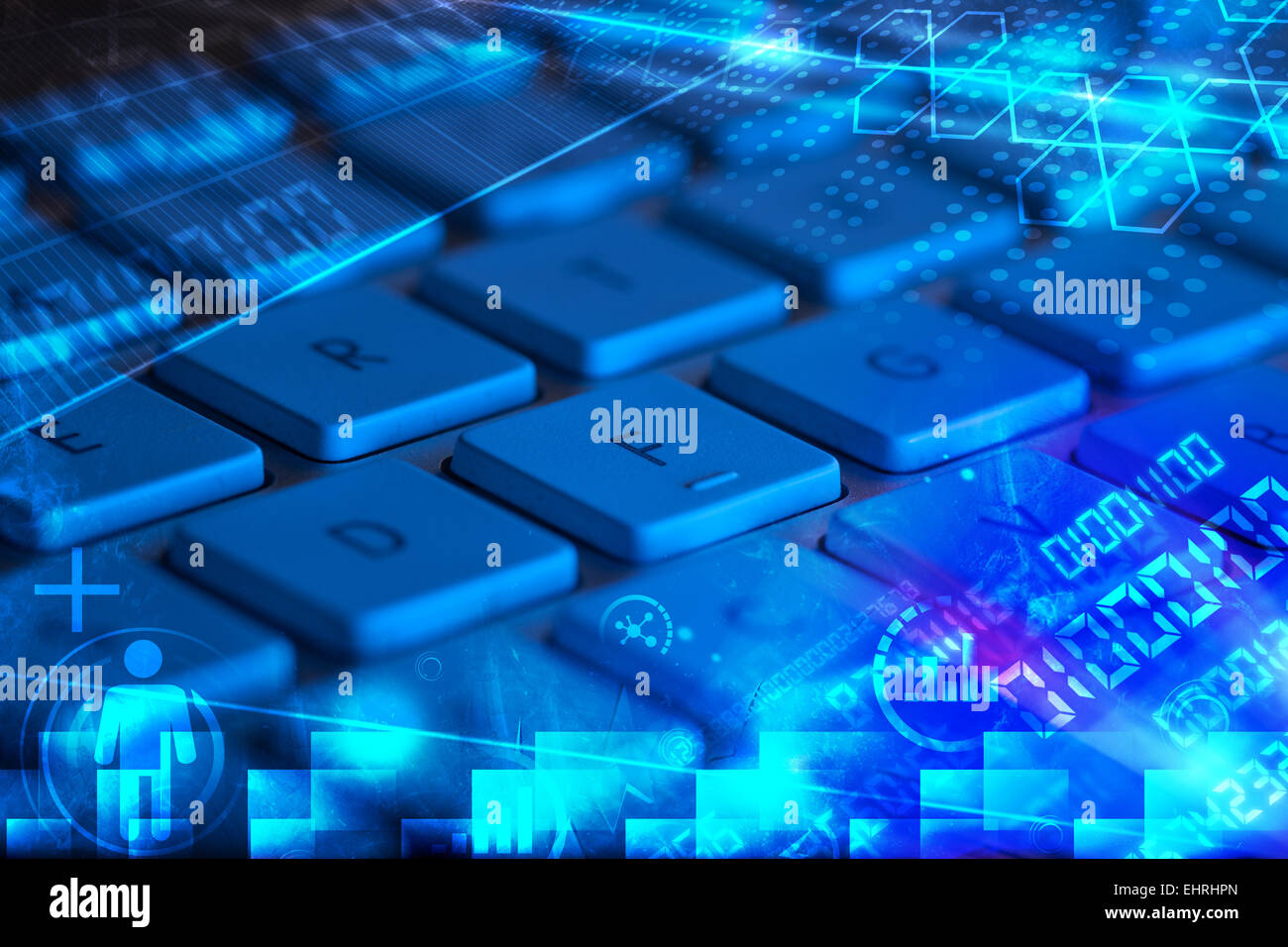 Keyboard with glowing programming codes Stock Photo - Alamy