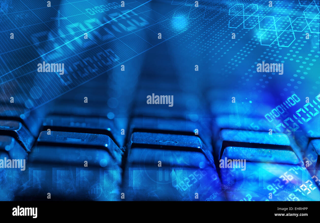 Keyboard with glowing programming codes Stock Photo - Alamy